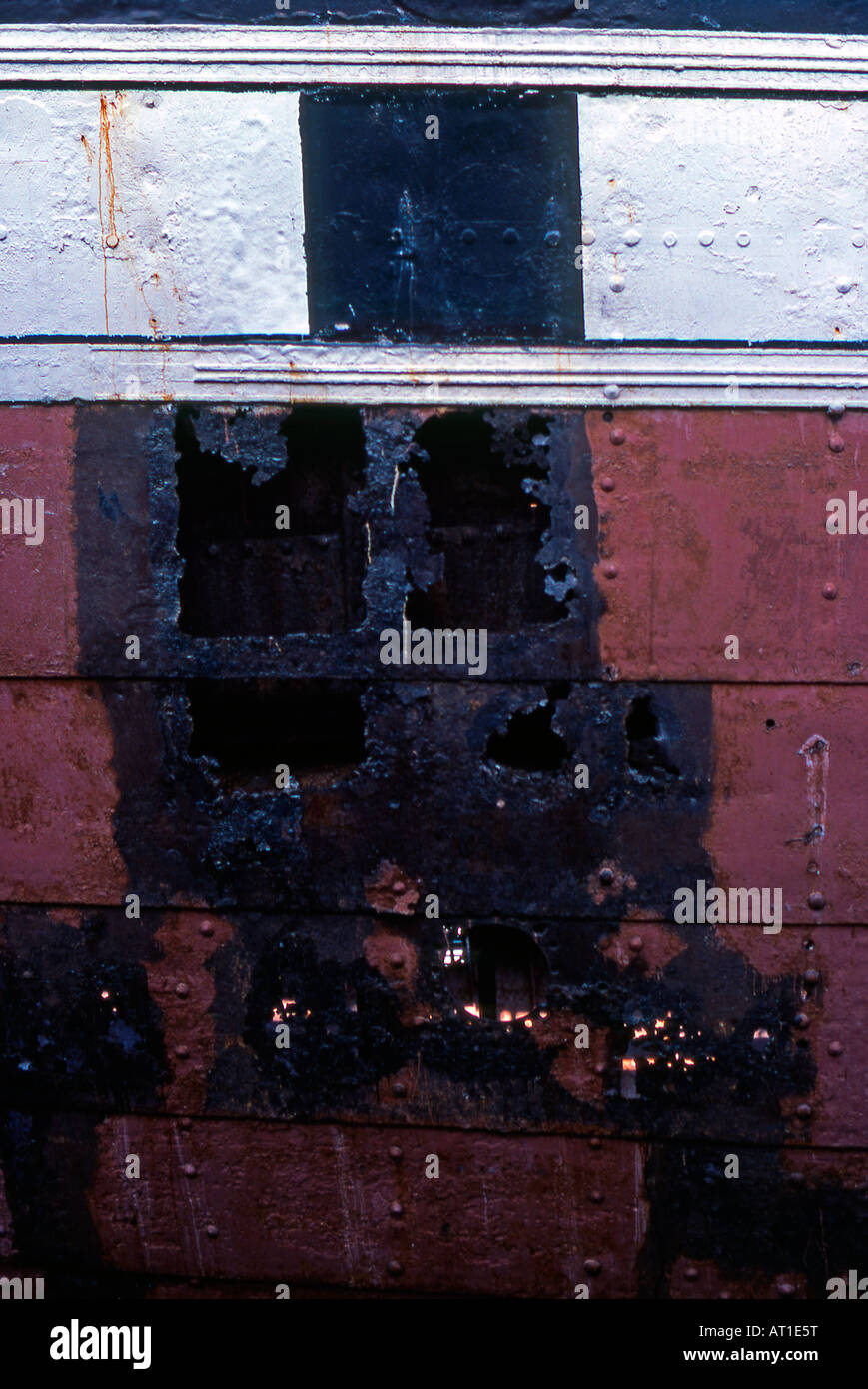 Rotting hull of SS Great Britain exposed during restoration in 1977 ...