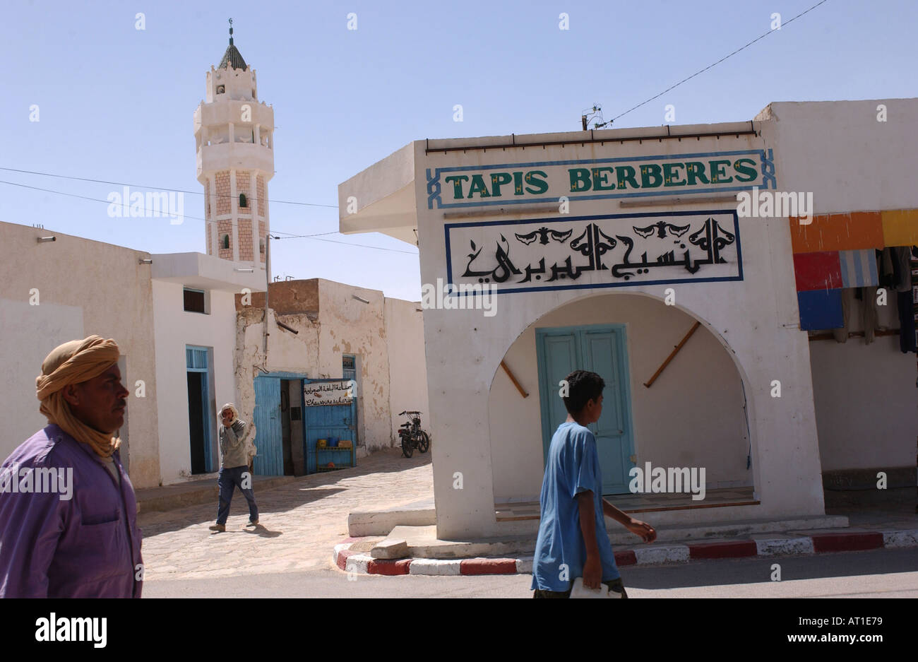 Morning in the market town of Douz in Tunisia which is known as the ...