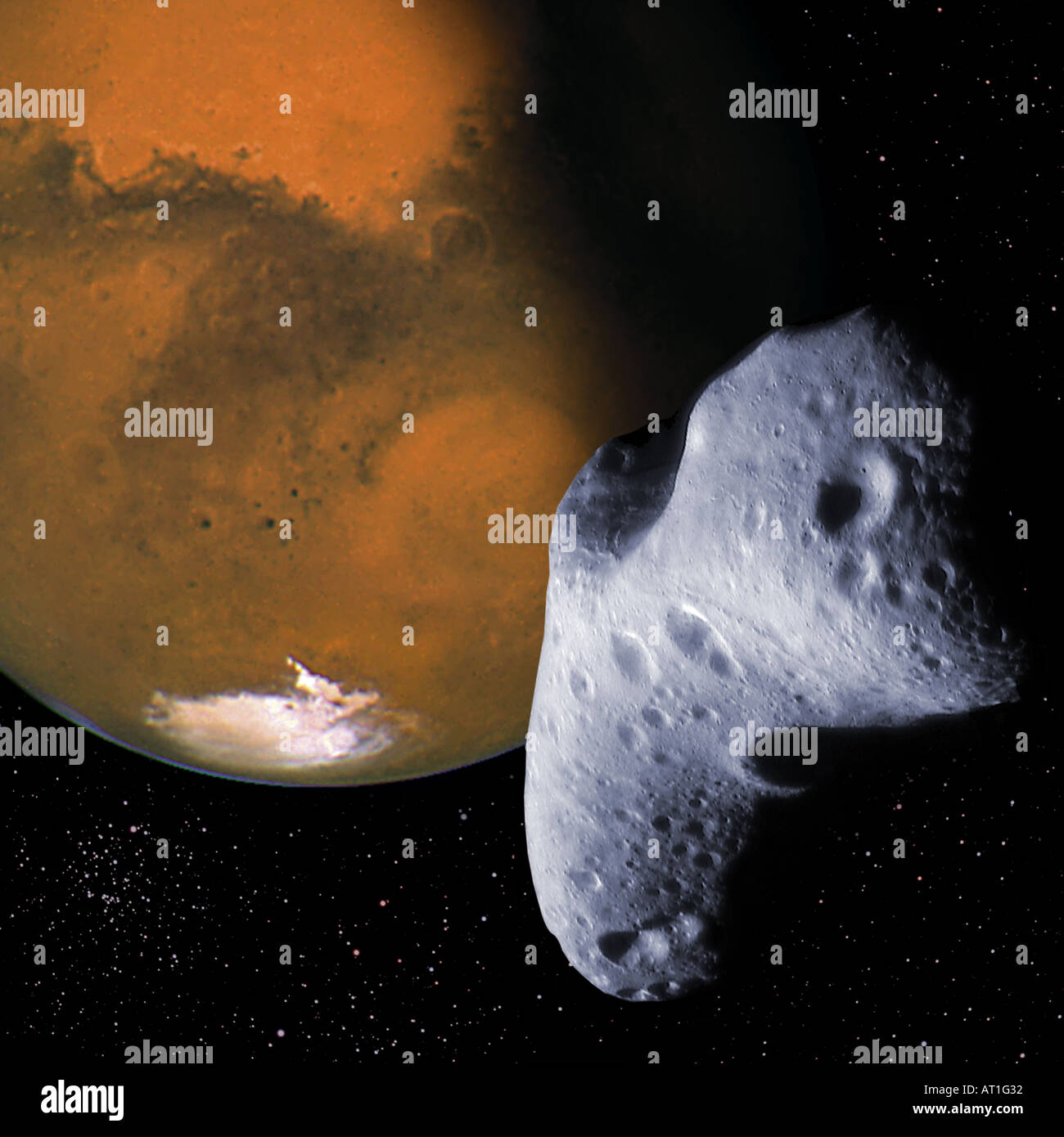 Mars and asteroid Stock Photo - Alamy