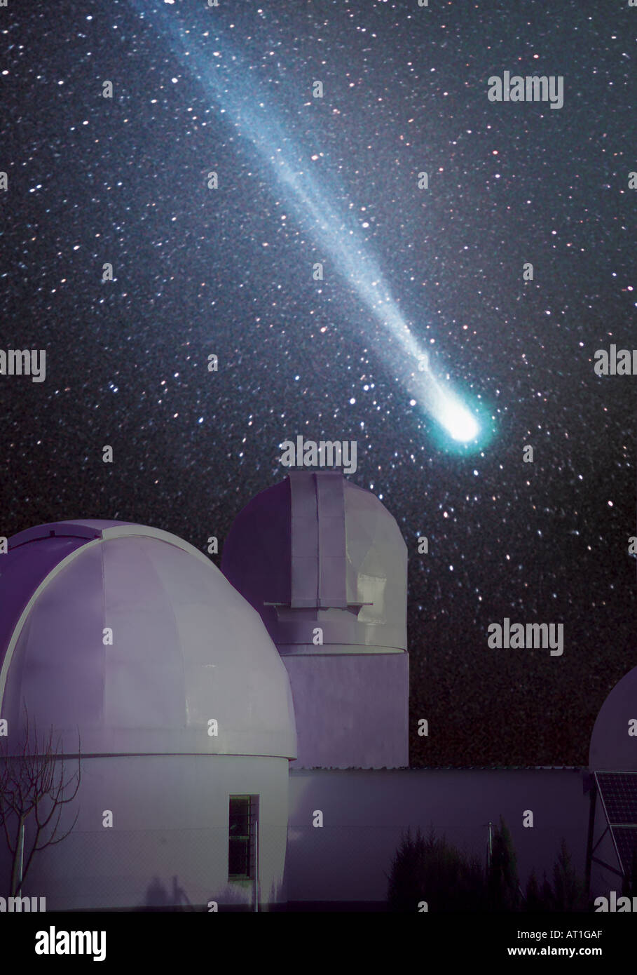 Comet and observatory Stock Photo - Alamy