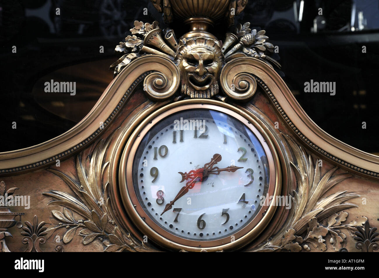 A clock above the front door of the Paramount Theatre Building on ...
