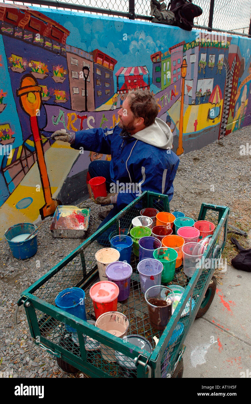 Volunteer painters put finishing touches on the Hoboken Community Mural ...