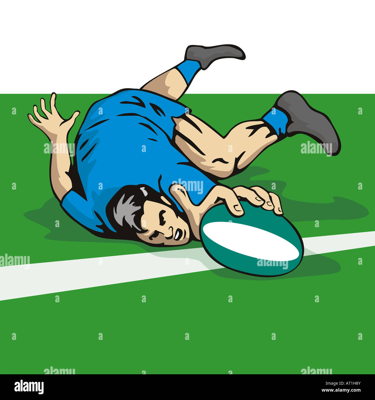 Rugby player scoring a try on the line Stock Photo - Alamy
