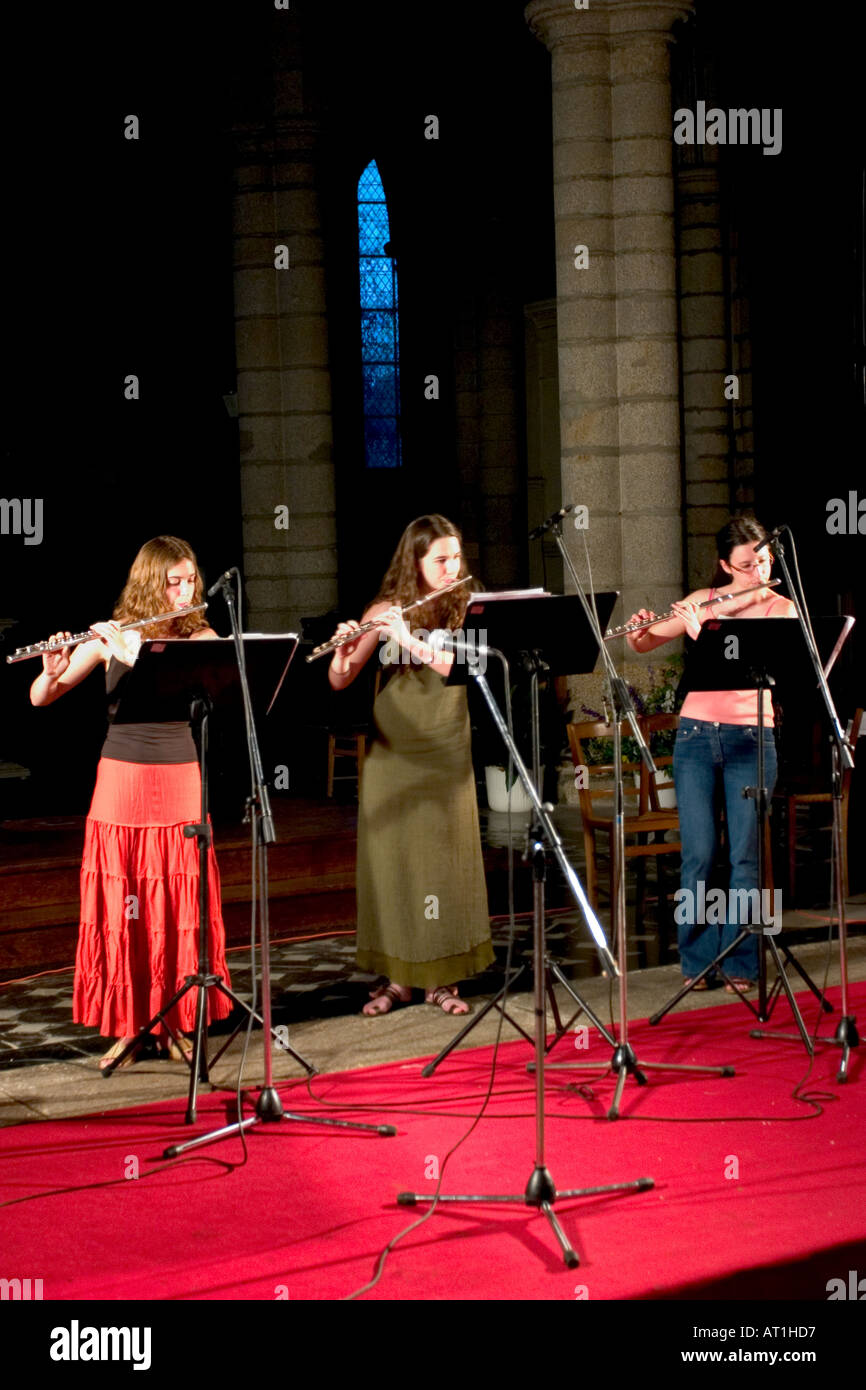group of musicians young woman playing classic music concerto in a ...