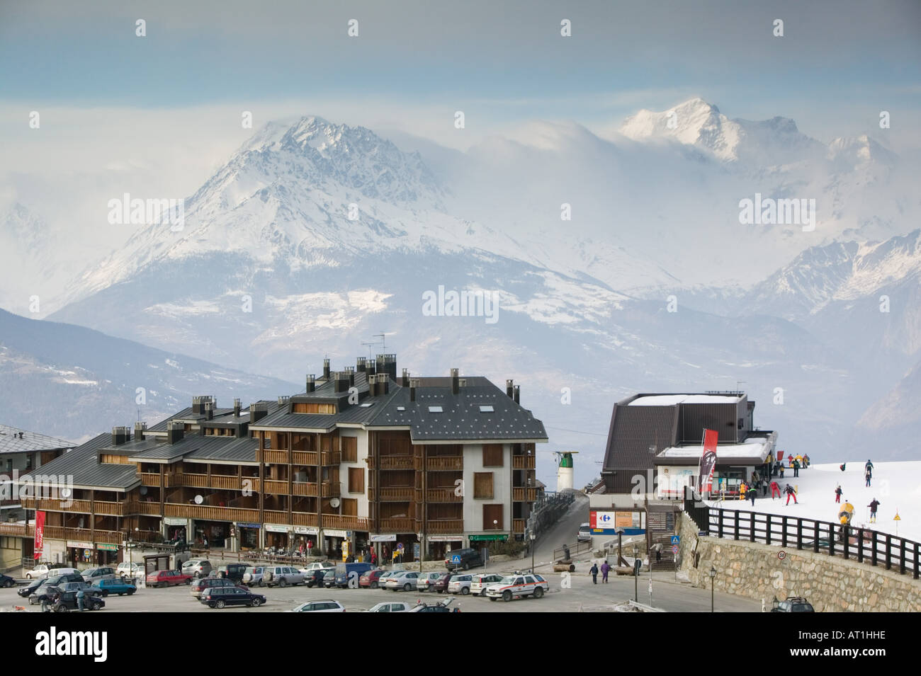 Europe, Italy, Valle d'Aosta, Pila: View of Ski Resort PILA (el. 1800 ...