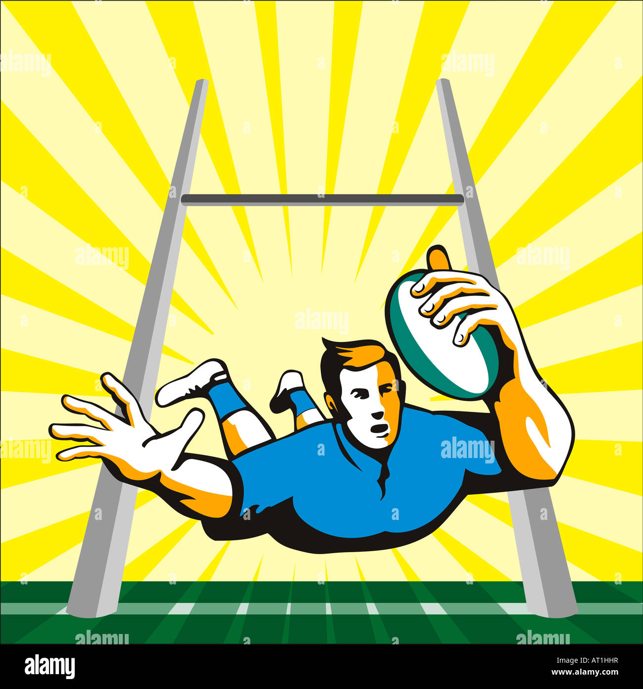 Rugby player diving to score try hi-res stock photography and images ...