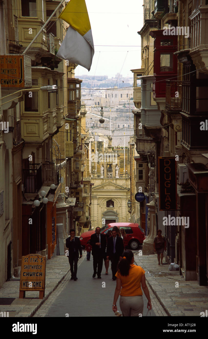 Valletta street scene, Malta Stock Photo - Alamy