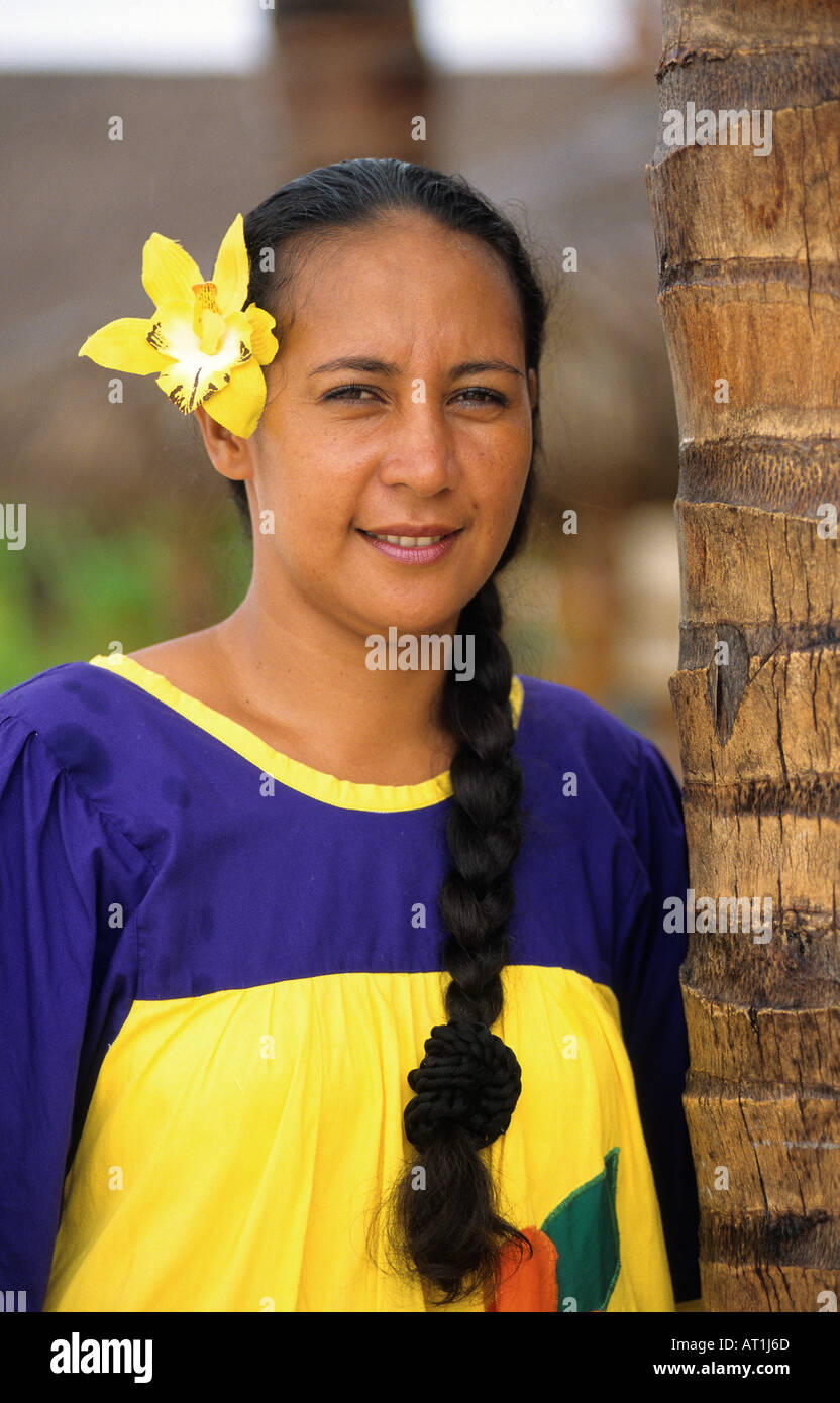 Girl of Moorea French Polynesian Stock Photo - Alamy