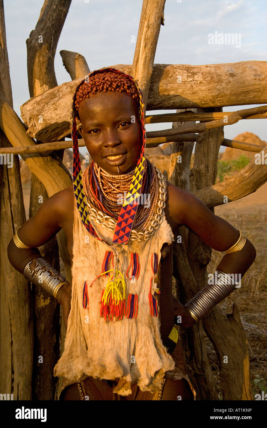 Young Woman of the Karo Tribe in her Beaded Leathers, Necklaces and ...