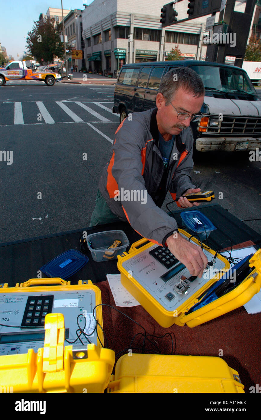 NYC Marathon time recording devices Stock Photo - Alamy