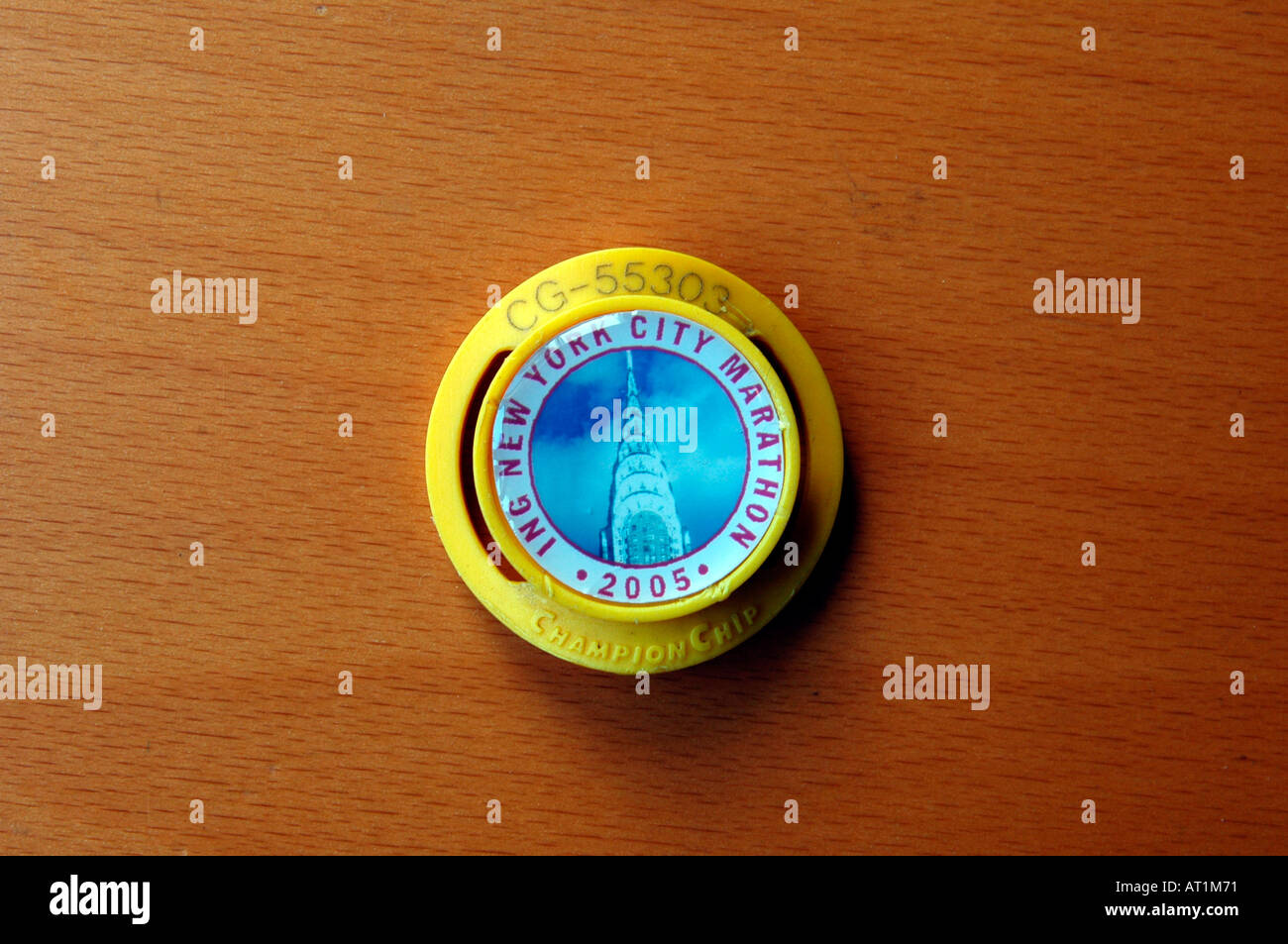 Chip that runners in the NYC Marathon wear on their sneakers which is ...