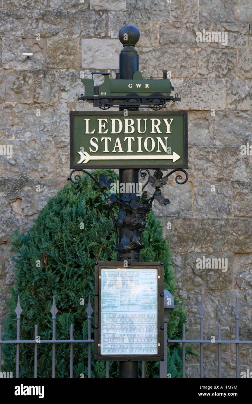ledbury town centre station sign herefordshire england uk gb Stock ...