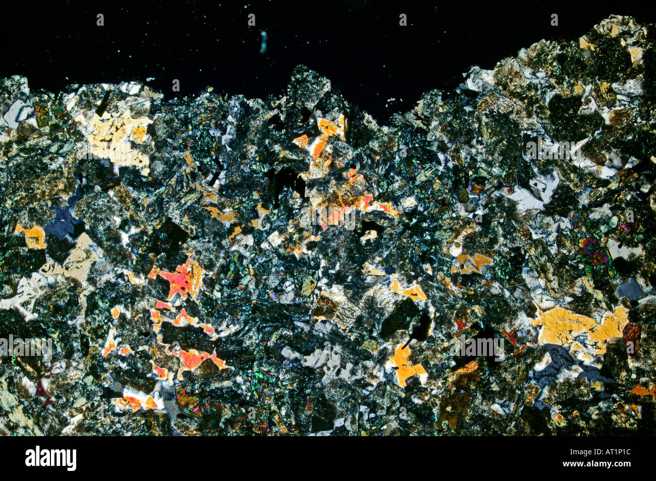 Hypersthene tonalite mineral photomicrograph cross polarised lighting ...
