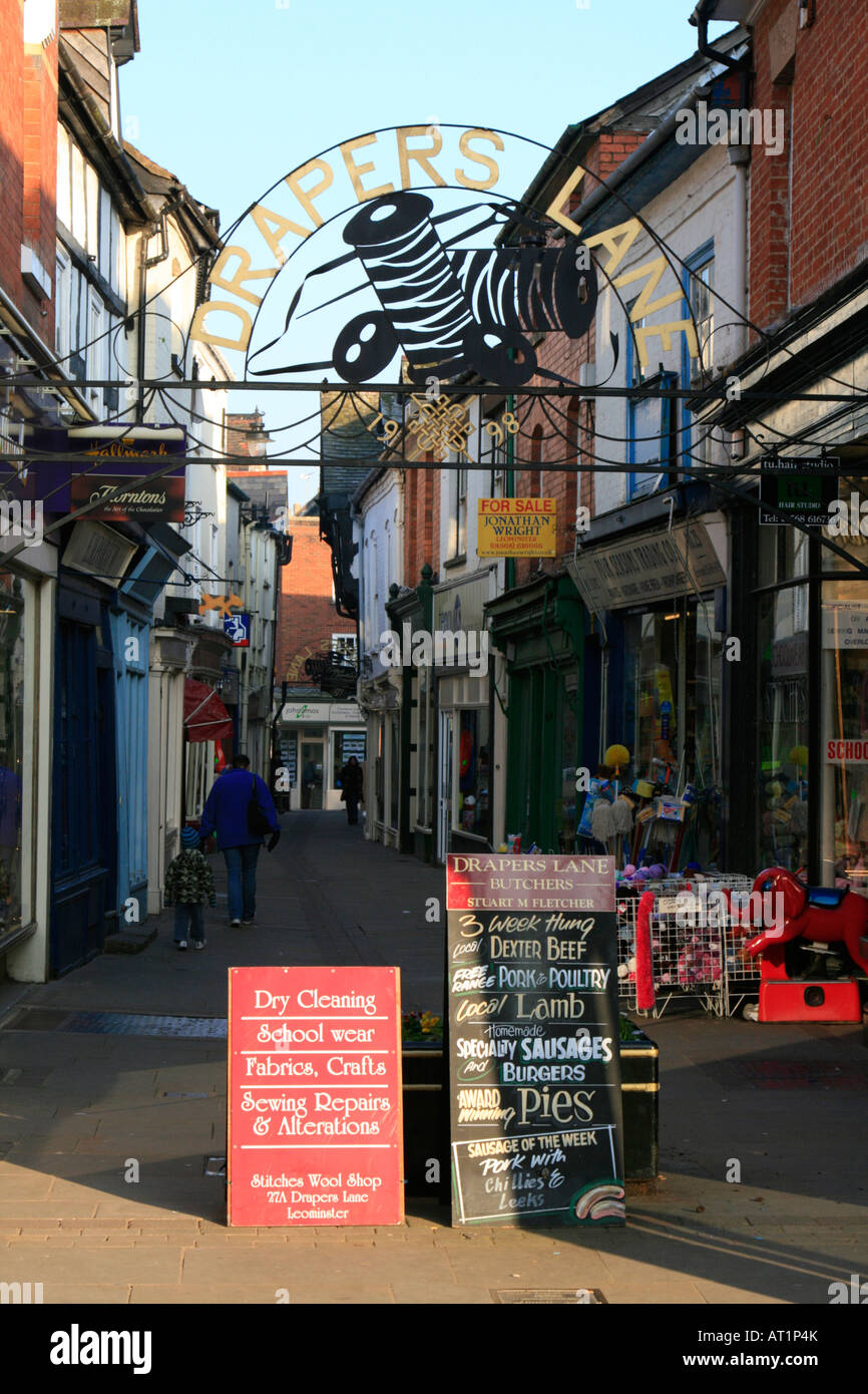 leominster town centre drapers lane shopping area Herefordshire england ...