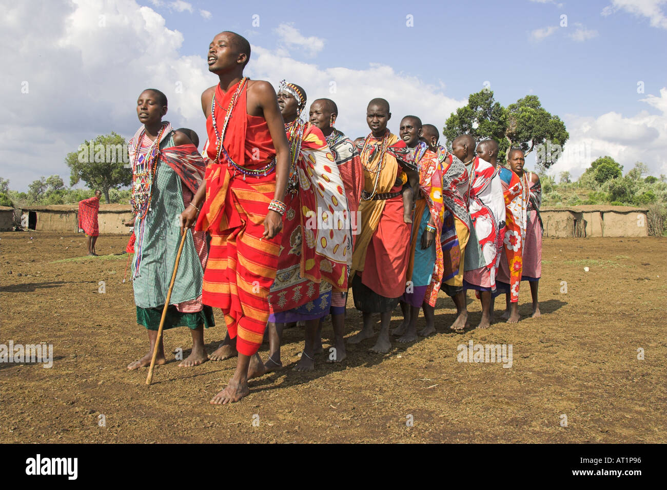 Maasai village people performing dance and singing Masai Mara Stock ...