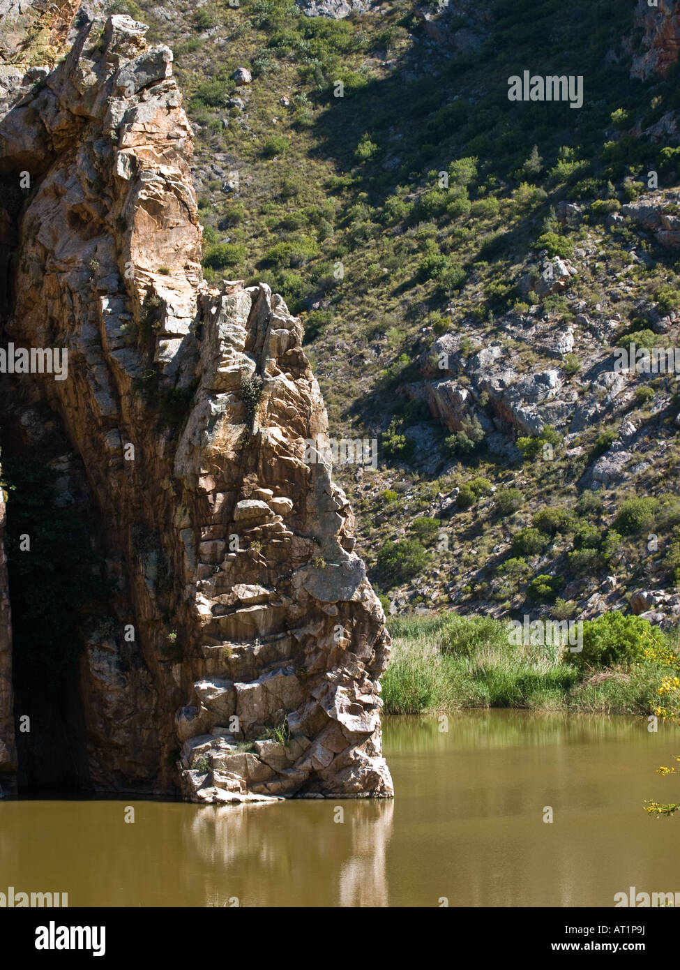 Rock outcrop in a lake, Klein Karoo Western Cape South Africa Stock ...