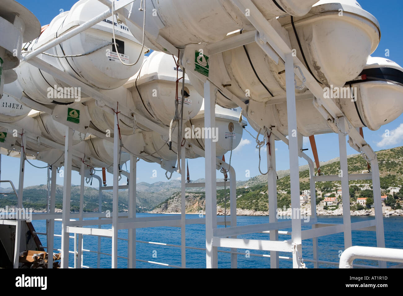 Life rafts on a Croatian Jadrolinija Ferry Stock Photo - Alamy