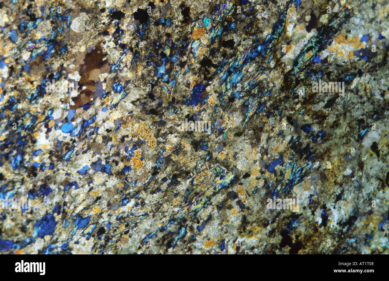 Schist Metamorphic rock Pyrenees Spain Petrographic microscope Stock ...