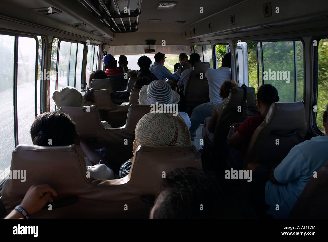 Passengers in local bus (Guagua), Dominican Republic Stock Photo - Alamy