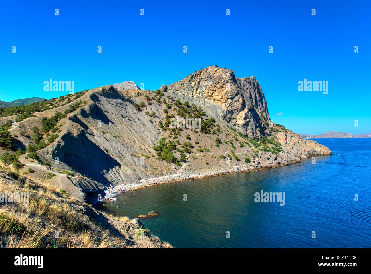 Sea landscape A sea bay with picturesque mountains Stock Photo - Alamy