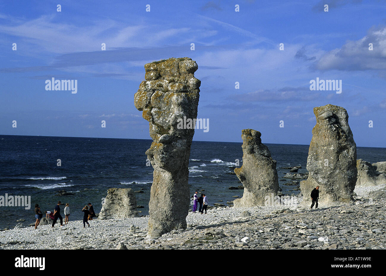 Limestone deposits Raukar Gotland Sweden Stock Photo - Alamy