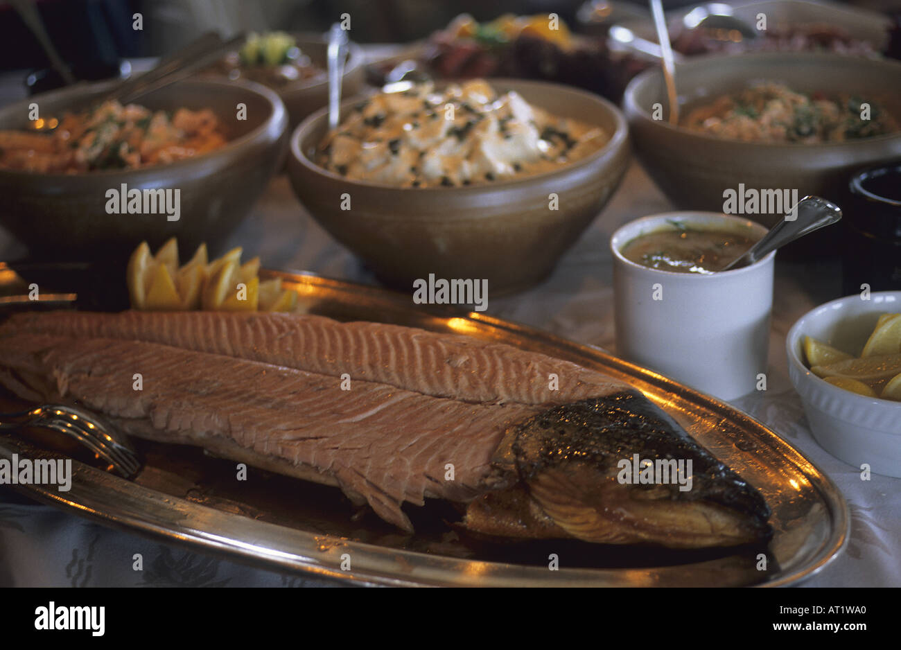 Salmon Typical dish Sweden Stock Photo - Alamy