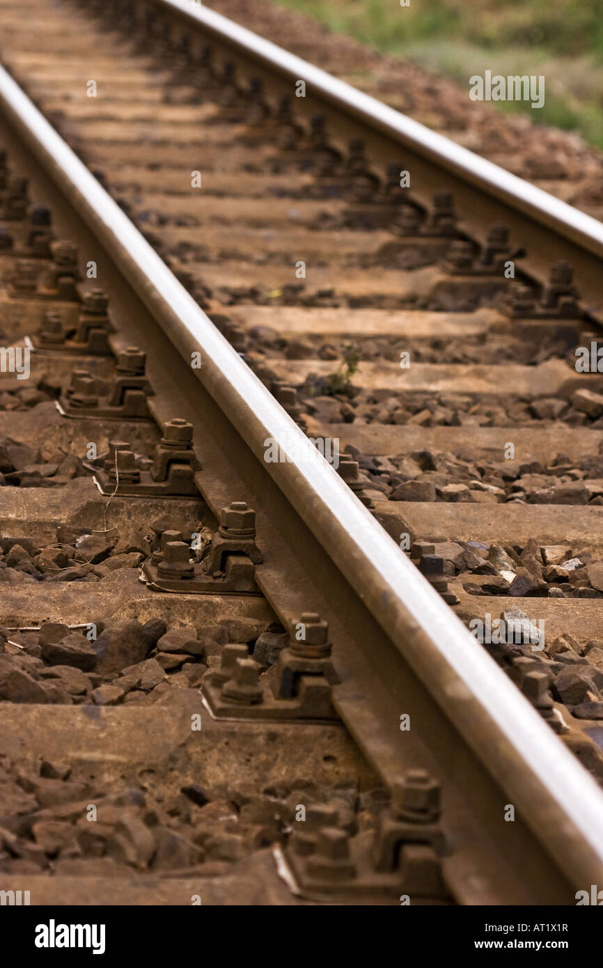 Closeup of the narrow gauge railway tracks for the historical Molli ...