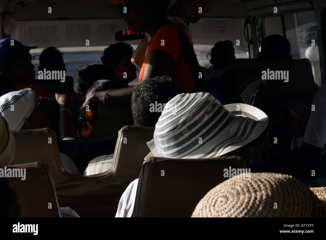 Passengers in local bus (Guagua), Dominican Republic Stock Photo - Alamy