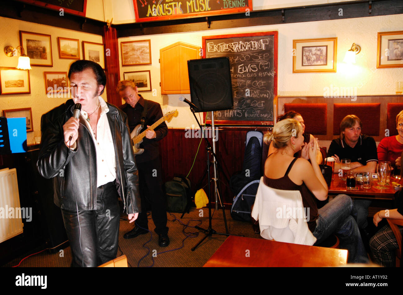 Gareth Jones an Elvis Tribute Act performing in a pub as part of the ...