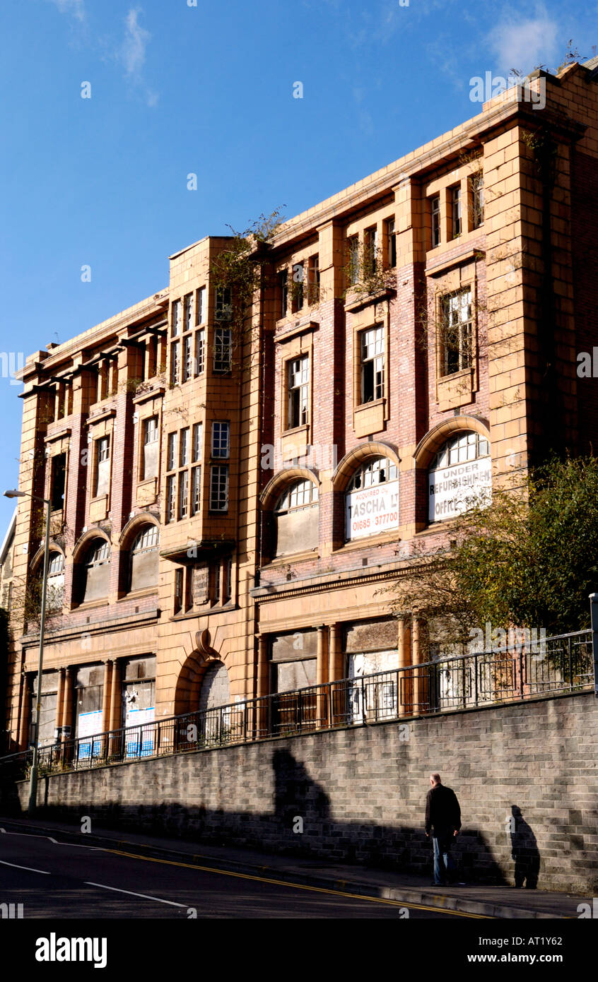 Derelict and boarded up Young Mens Christian Association YMCA building ...
