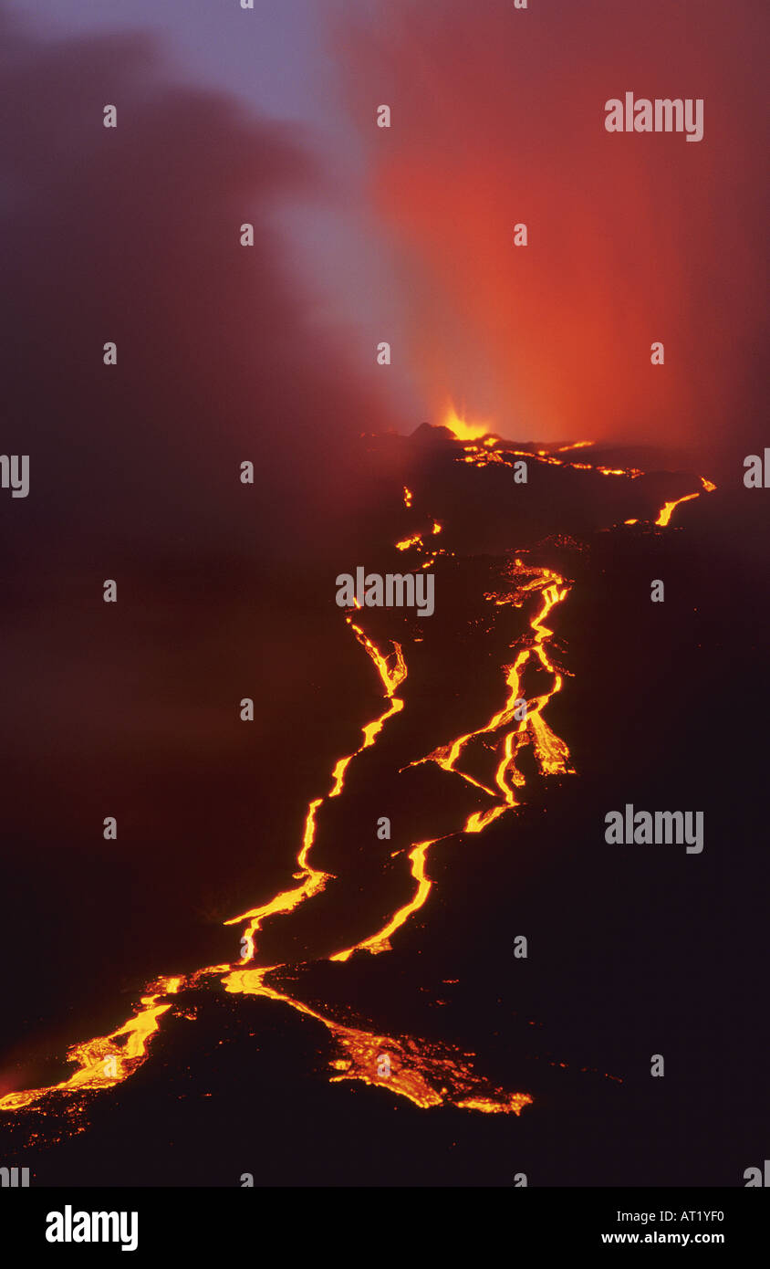 Eruption of Piton de Fournaise Volcano Reunion Island France Stock ...