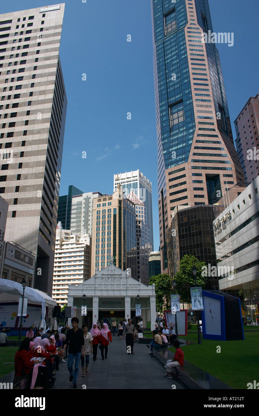 Raffles Place, Entrance to MRT metro Station, Singapore Stock Photo - Alamy