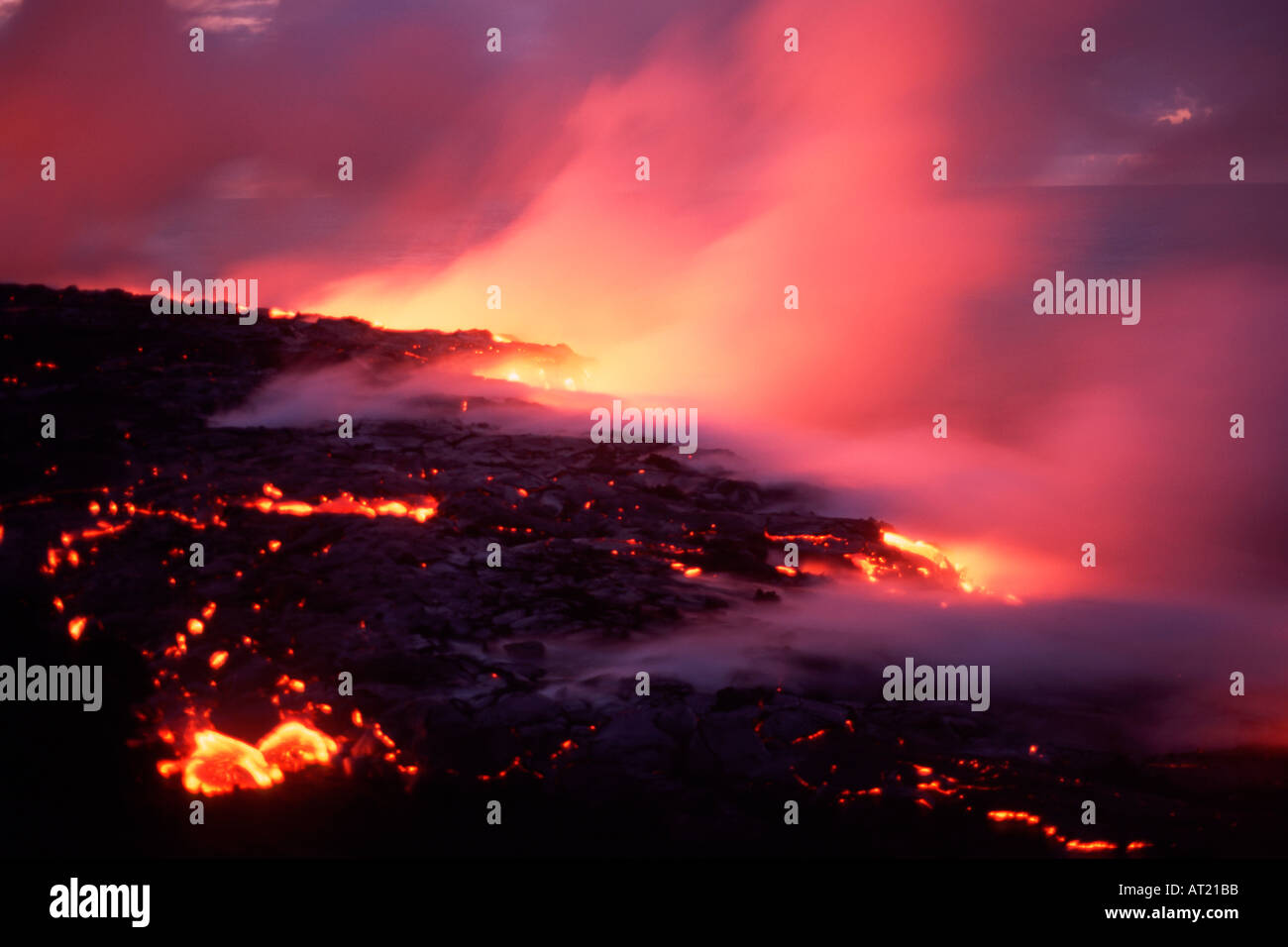 Sunrise brings bright colors to this active lava bench Volcanoes ...