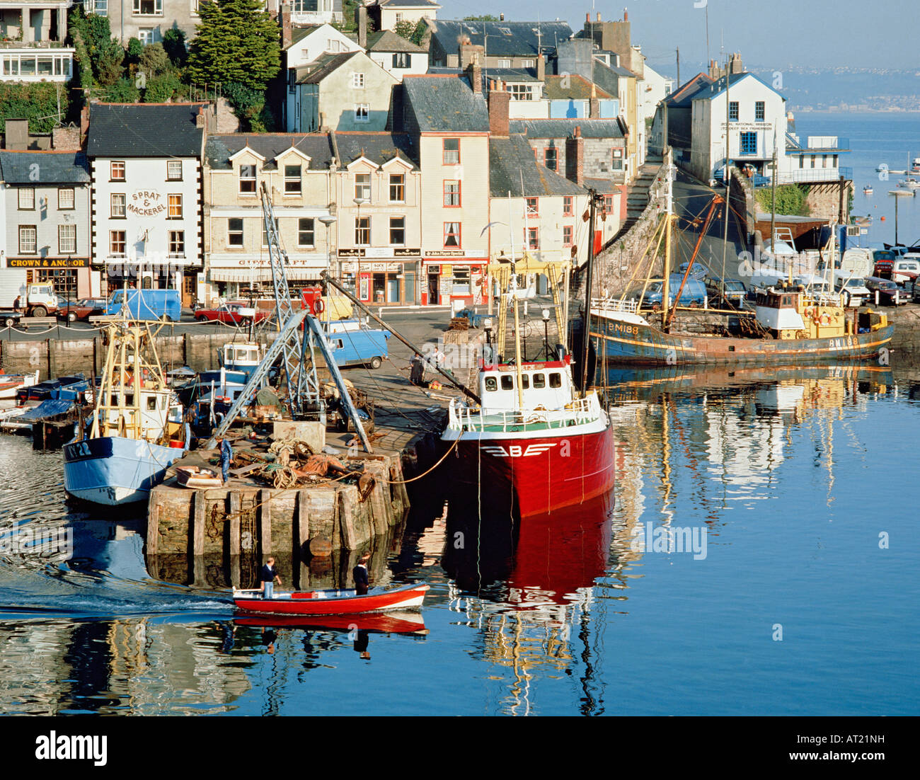 GB DEVON BRIXHAM HARBOUR BOATS REFLECTIONS Stock Photo - Alamy