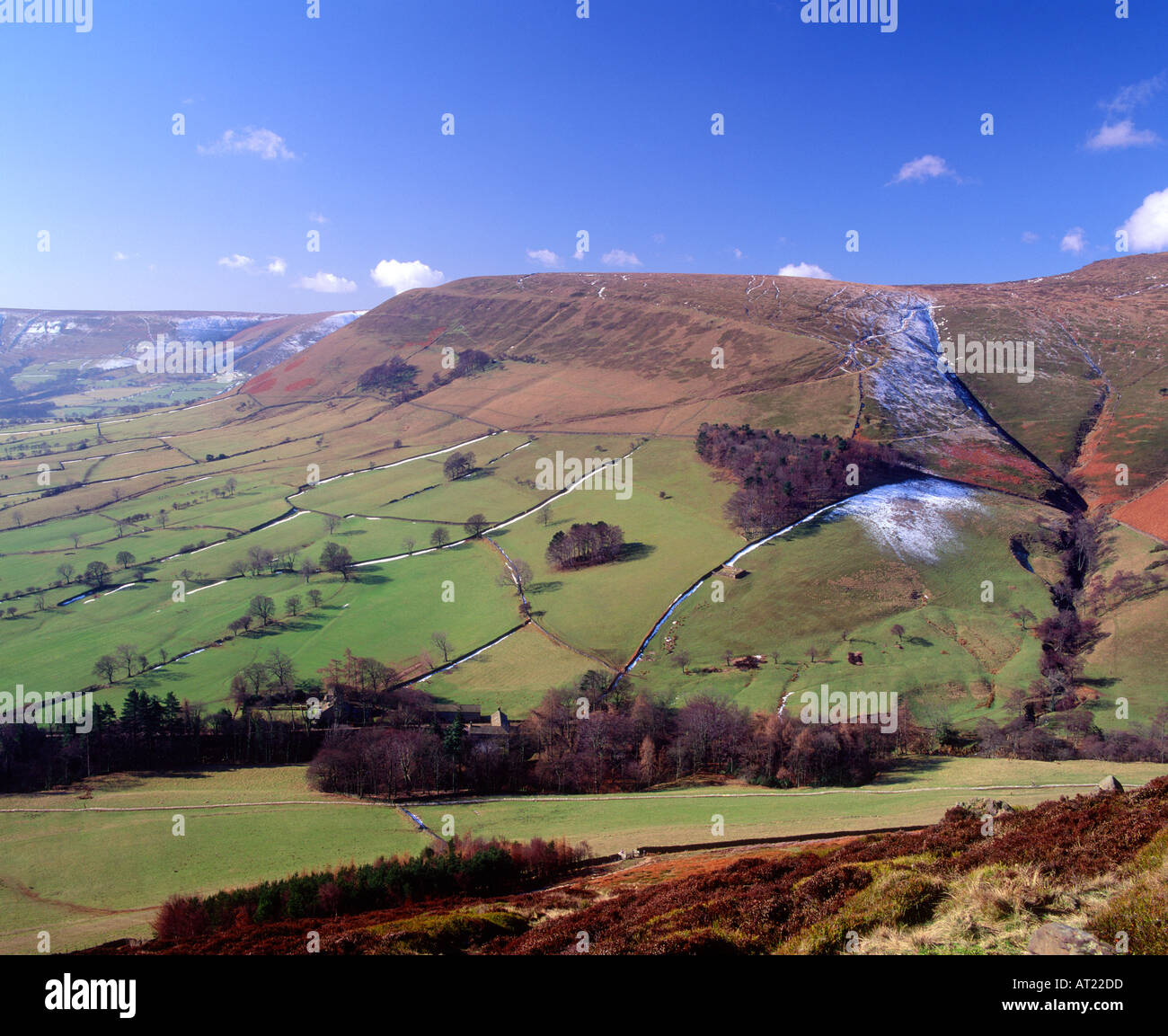 A view of Edale in late winter Peak District National Park England ...