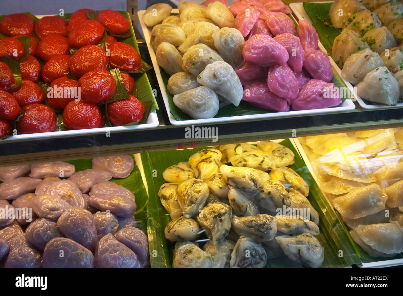 Colourful Dim Sums at the market of China Town, Singapore Stock Photo ...