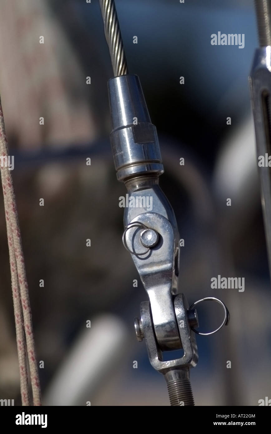 sailing boat stainless steel articulated shroud fitting Stock Photo - Alamy