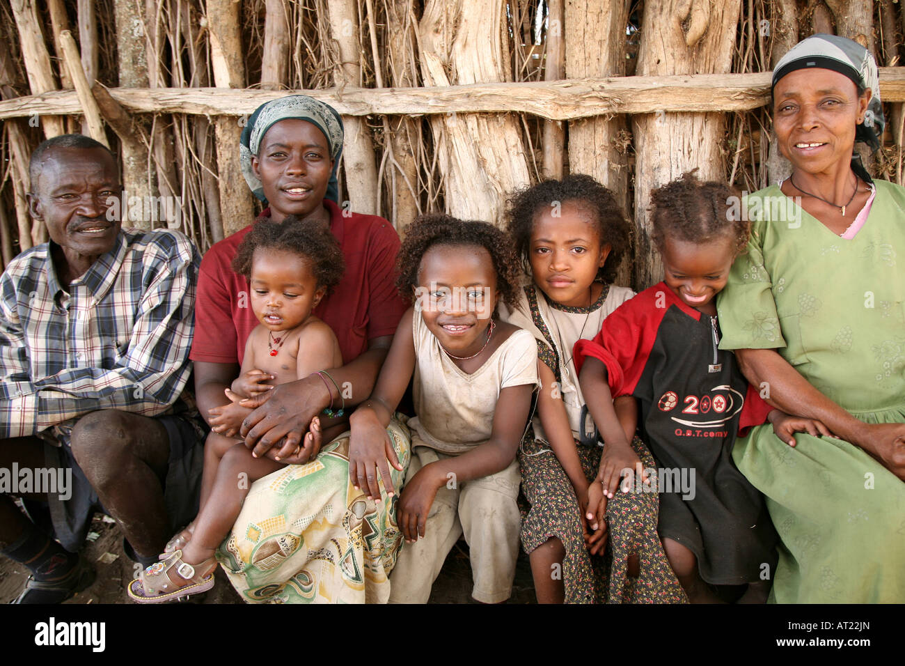 Ethiopian village family in front of their house Stock Photo - Alamy
