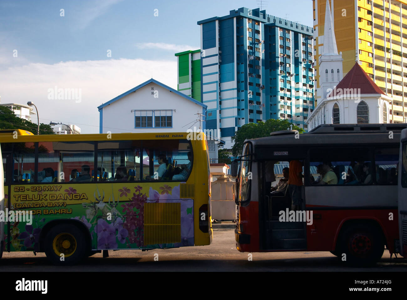 Colourful buses in Singapore Stock Photo - Alamy