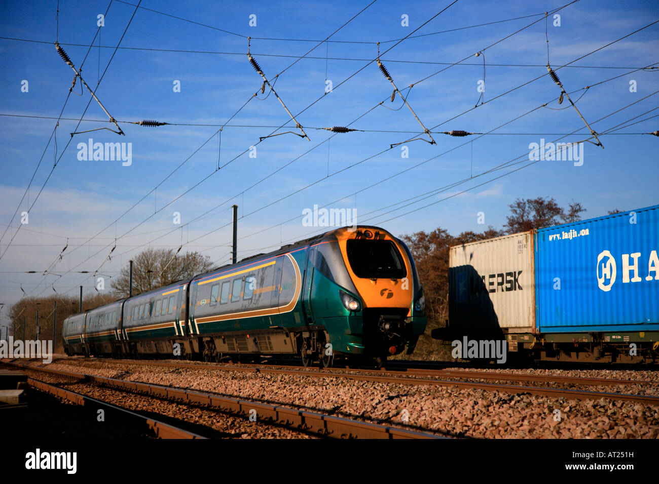Hull Trains 222 class Electric HST train ECML Lolham level crossing ...