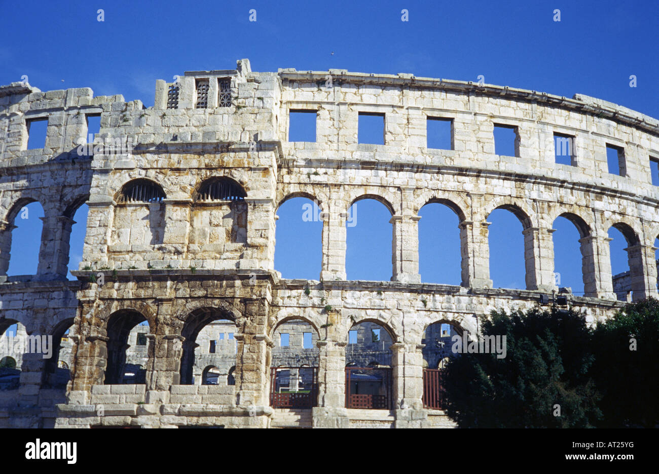 Roman colosseum in Croatian city of Pula, Istria peninsula ...