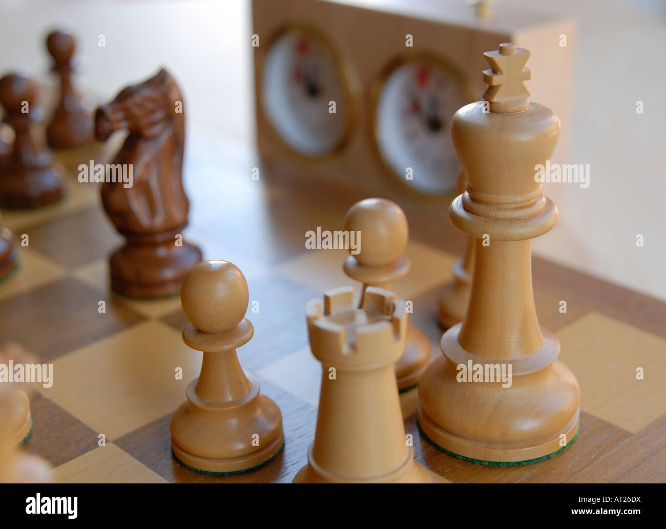Chess match with clock Stock Photo - Alamy