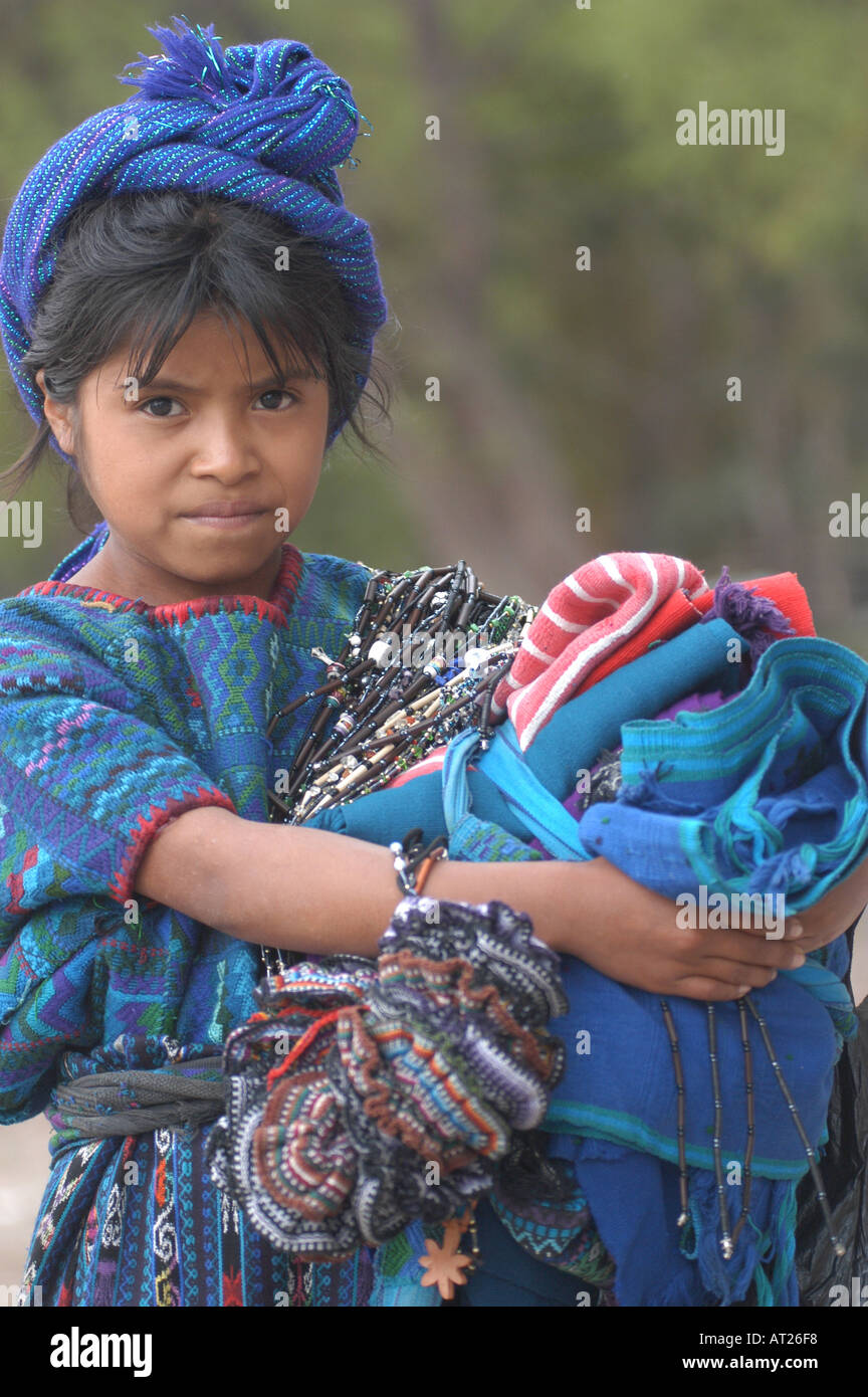 Girl selling crafts Lake Atitlan region Guatemala Stock Photo - Alamy