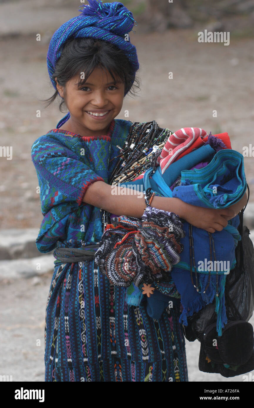 Girl selling crafts Lake Atitlan region Guatemala Stock Photo - Alamy