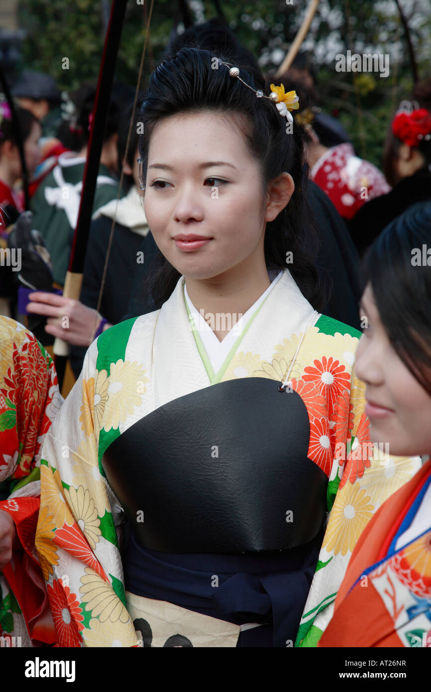 Japan Kansai Kyoto women at Kyudo archery competition Stock Photo - Alamy