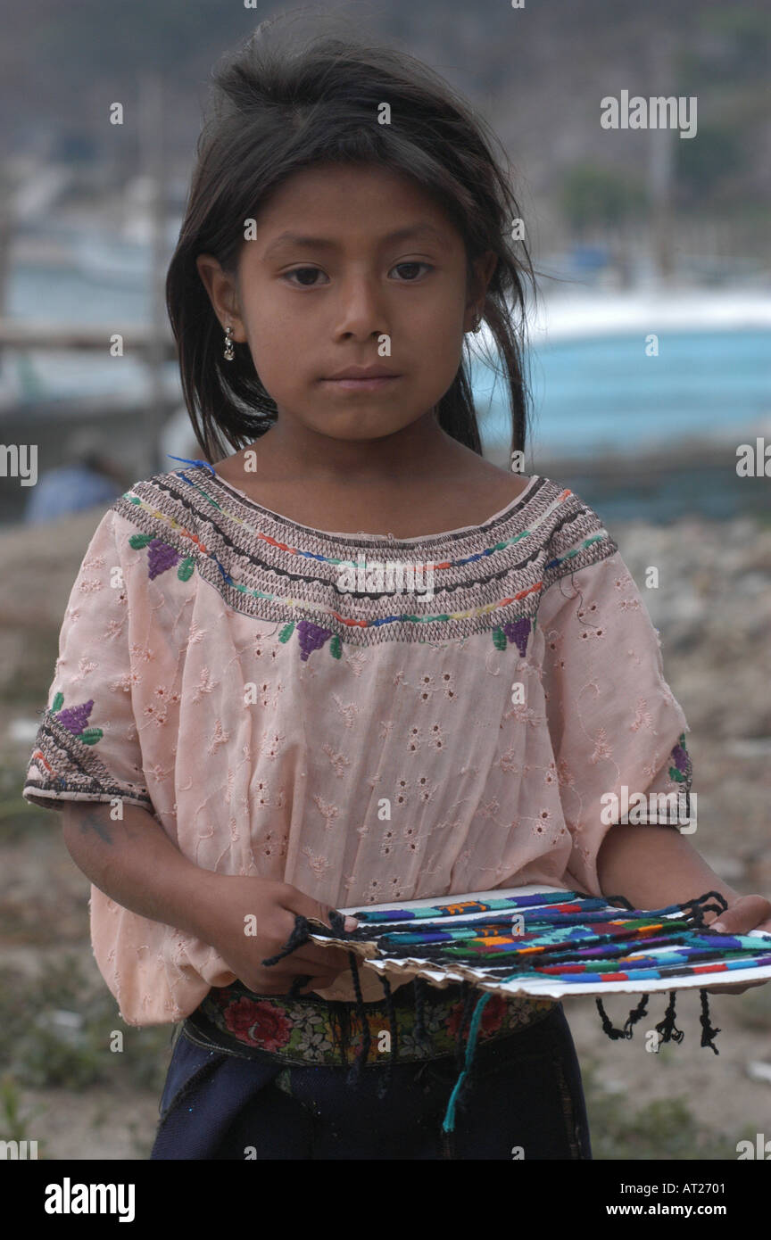 Girl selling crafts Lake Atitlan region Guatemala Stock Photo - Alamy
