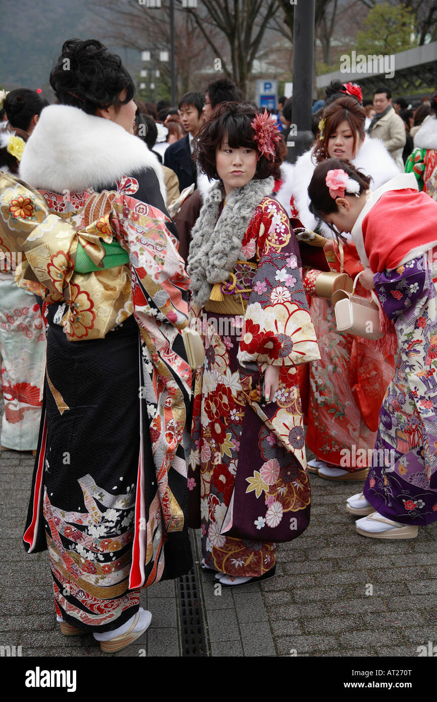 Japan Kansai Kyoto Seijin no hi Coming of age day women in furisode ...