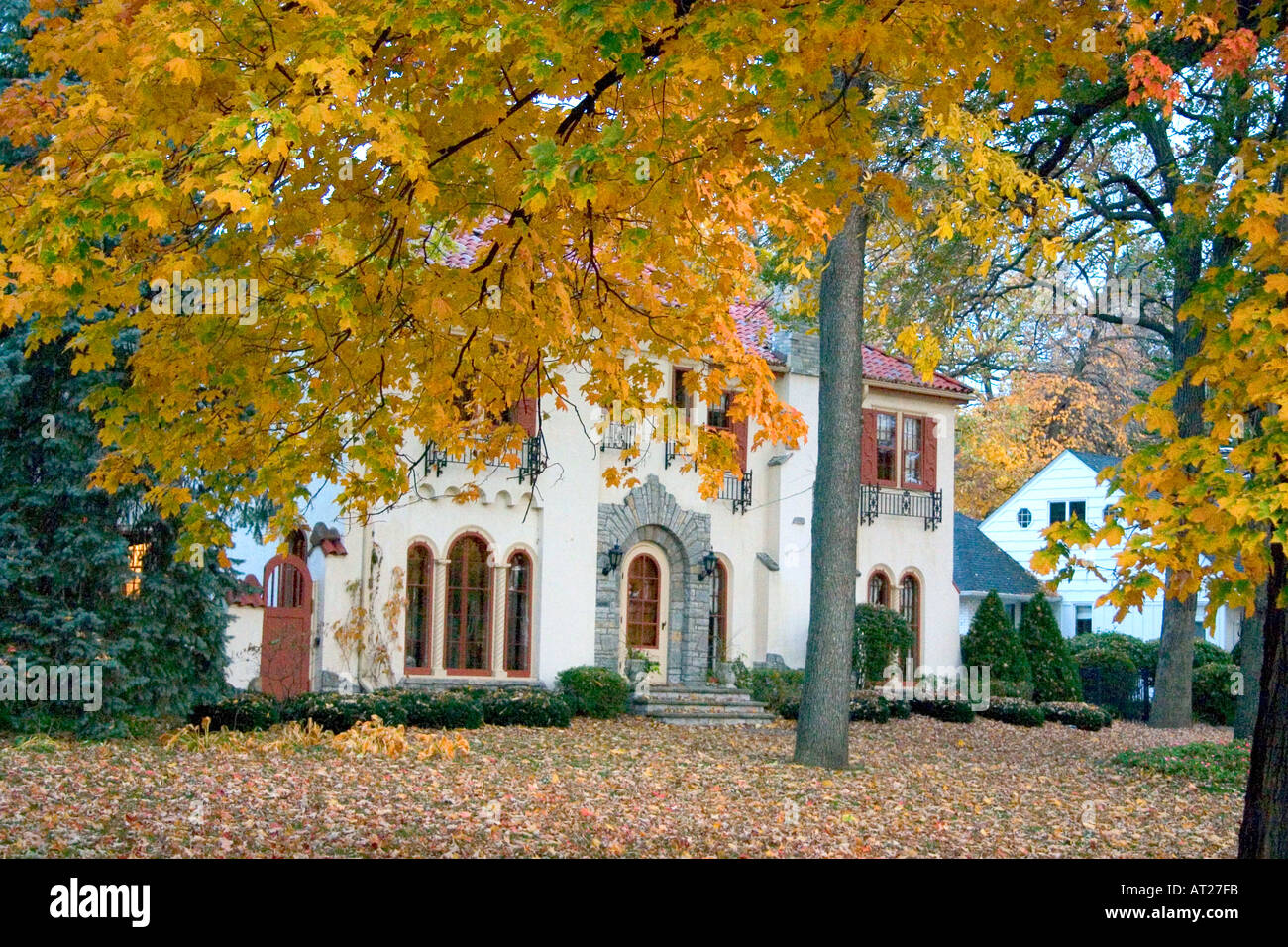 Autumn view of house along Mississippi River Boulevard South over ...
