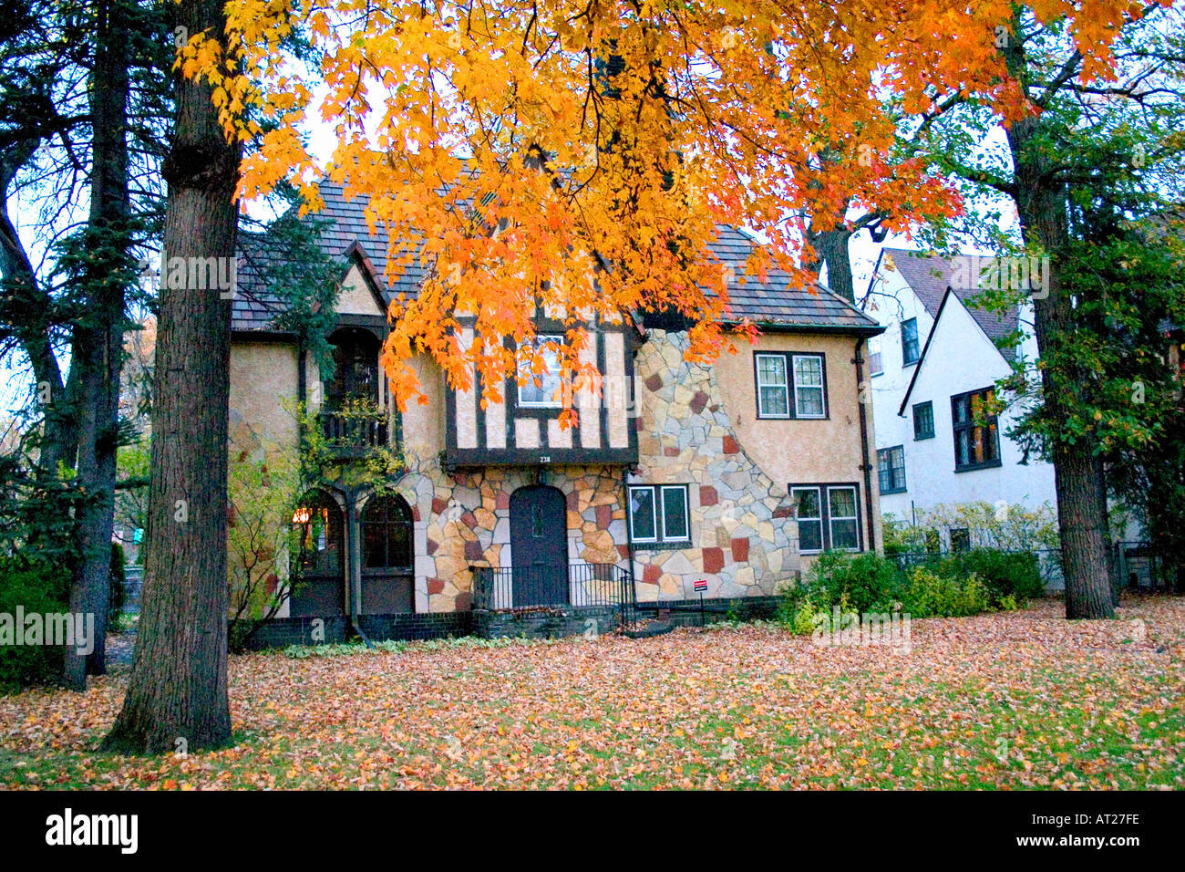 Autumn view of house along Mississippi River Boulevard South over ...