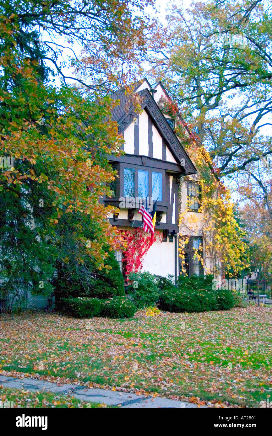 Autumn view of house along Mississippi River Boulevard South over ...